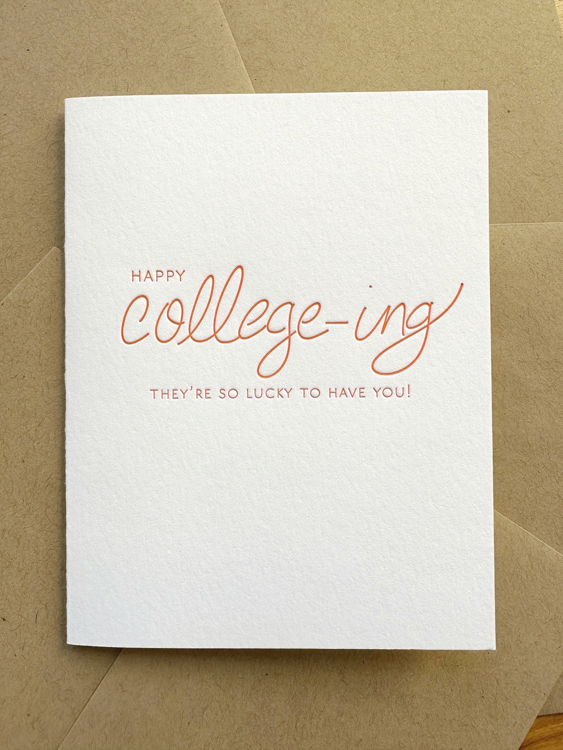 Happy College-ing, Leaving for College Card, Letterpress - Etsy