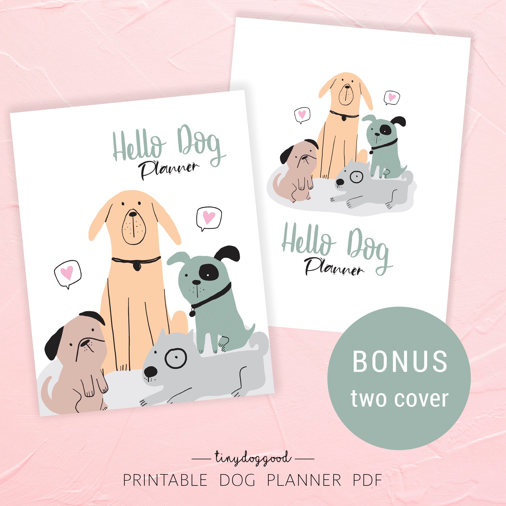 Cute Dog Planner, Printable Planner, Dog Checklist, A5 size 5.8 X 8.3 ...