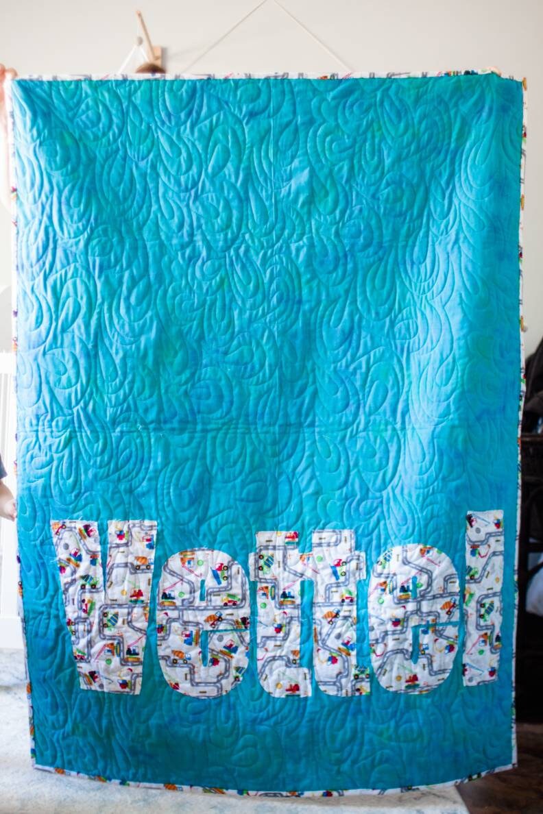 Toddler Personalized Quilt Name Quilt, Toddler Name Blanket, Applique ...