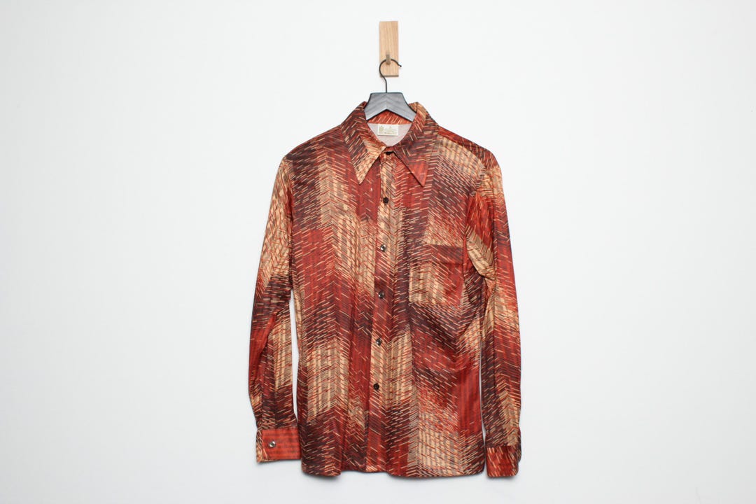 Vintage 1970's Kings Road Shop Orange Polyester Disco Shirt - Medium - Etsy