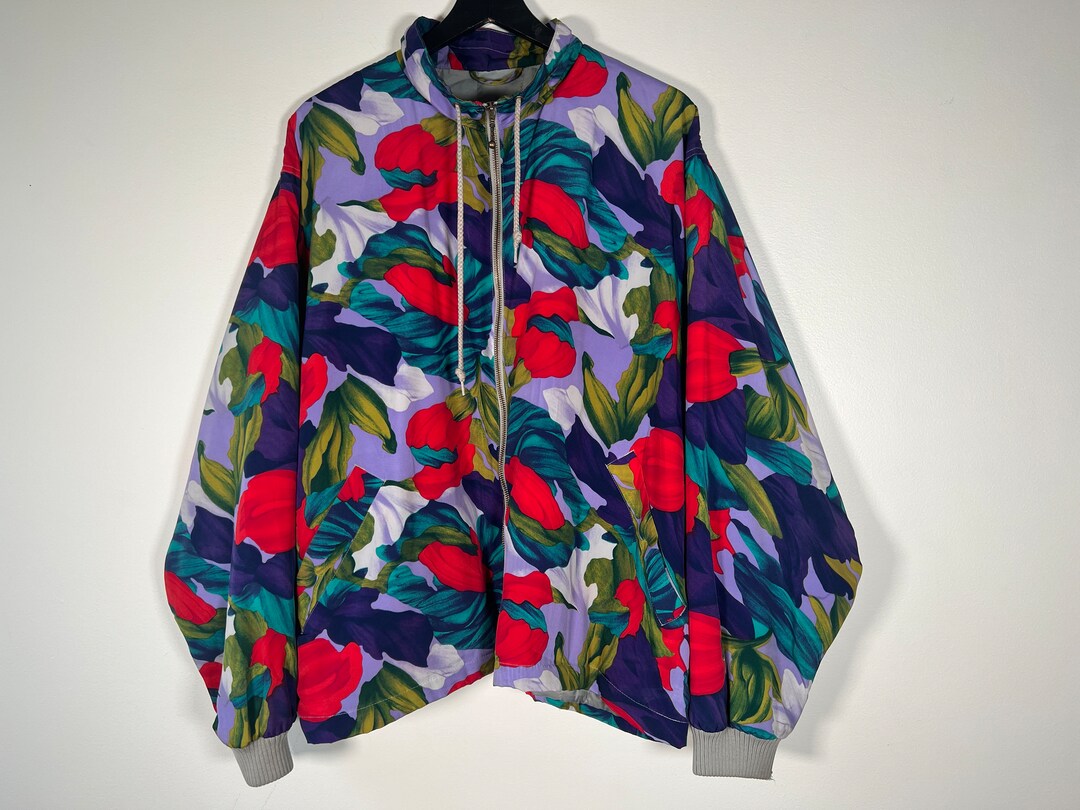 Vintage 80s 90s Comfort Zone Floral Zip up Quilt-lined Windbreaker ...