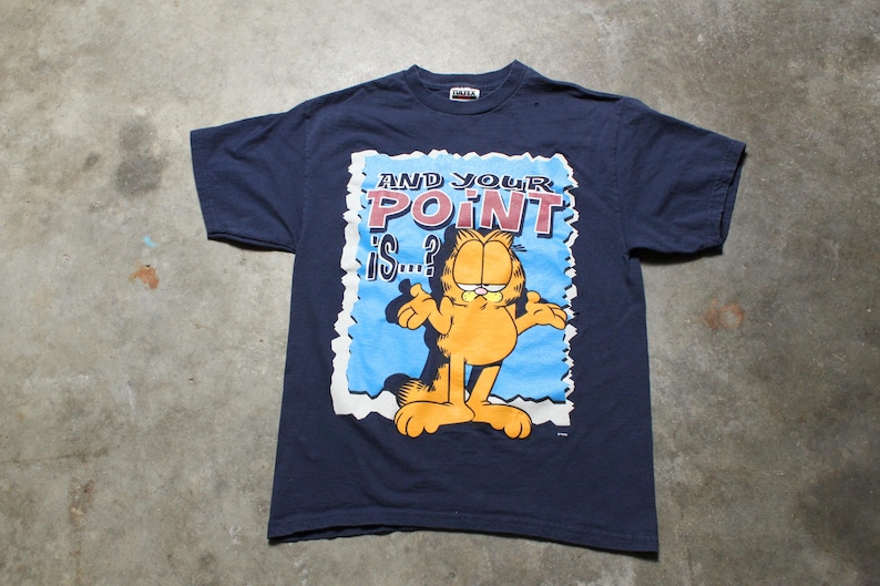 Vintage 1990's Garfield Heavy Distressed T-shirt - Youth Large - Etsy