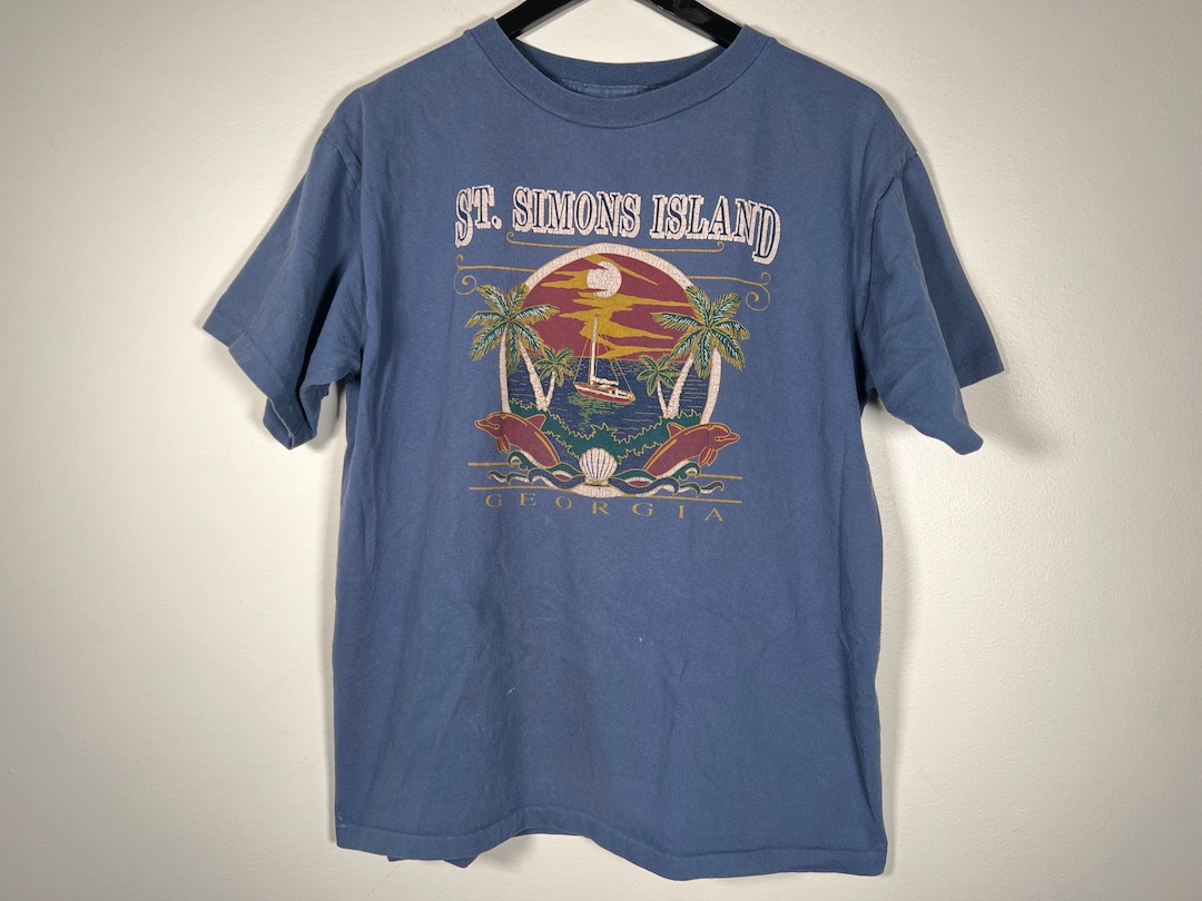Vintage 90s USA Made St. Simons Island Georgia Distressed Single Stitch ...