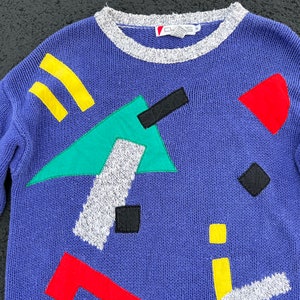 Vintage 80's Abstract Applique Purple Sweater - Small - Etsy