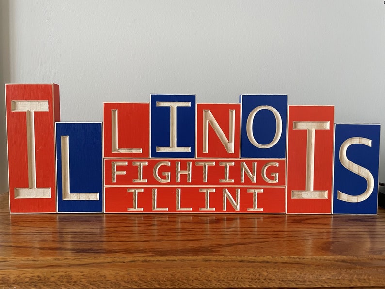 Illinois Fighting Illini Wooden Sign for Wall or Tabletop - Etsy
