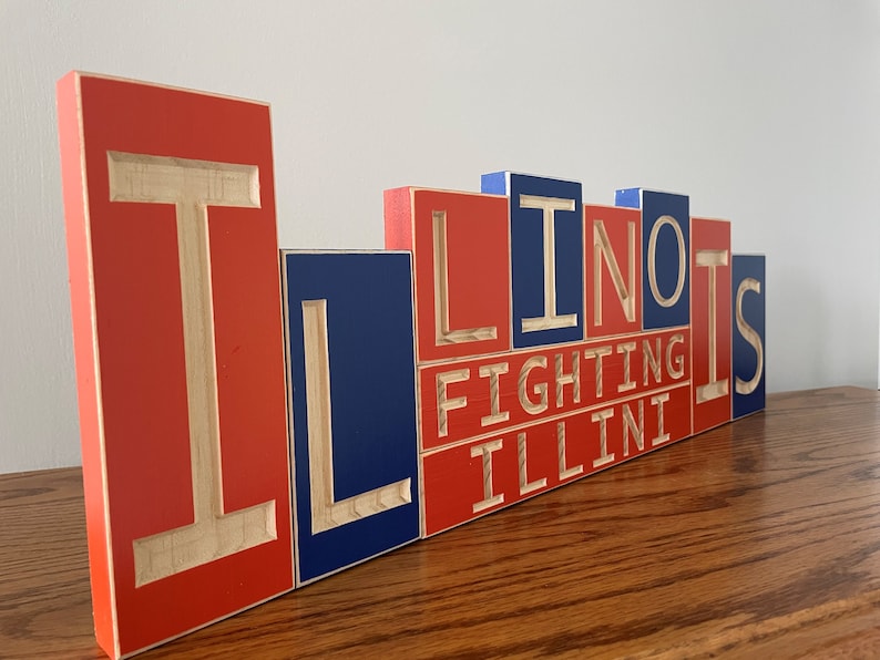 Illinois Fighting Illini Wooden Sign for Wall or Tabletop - Etsy