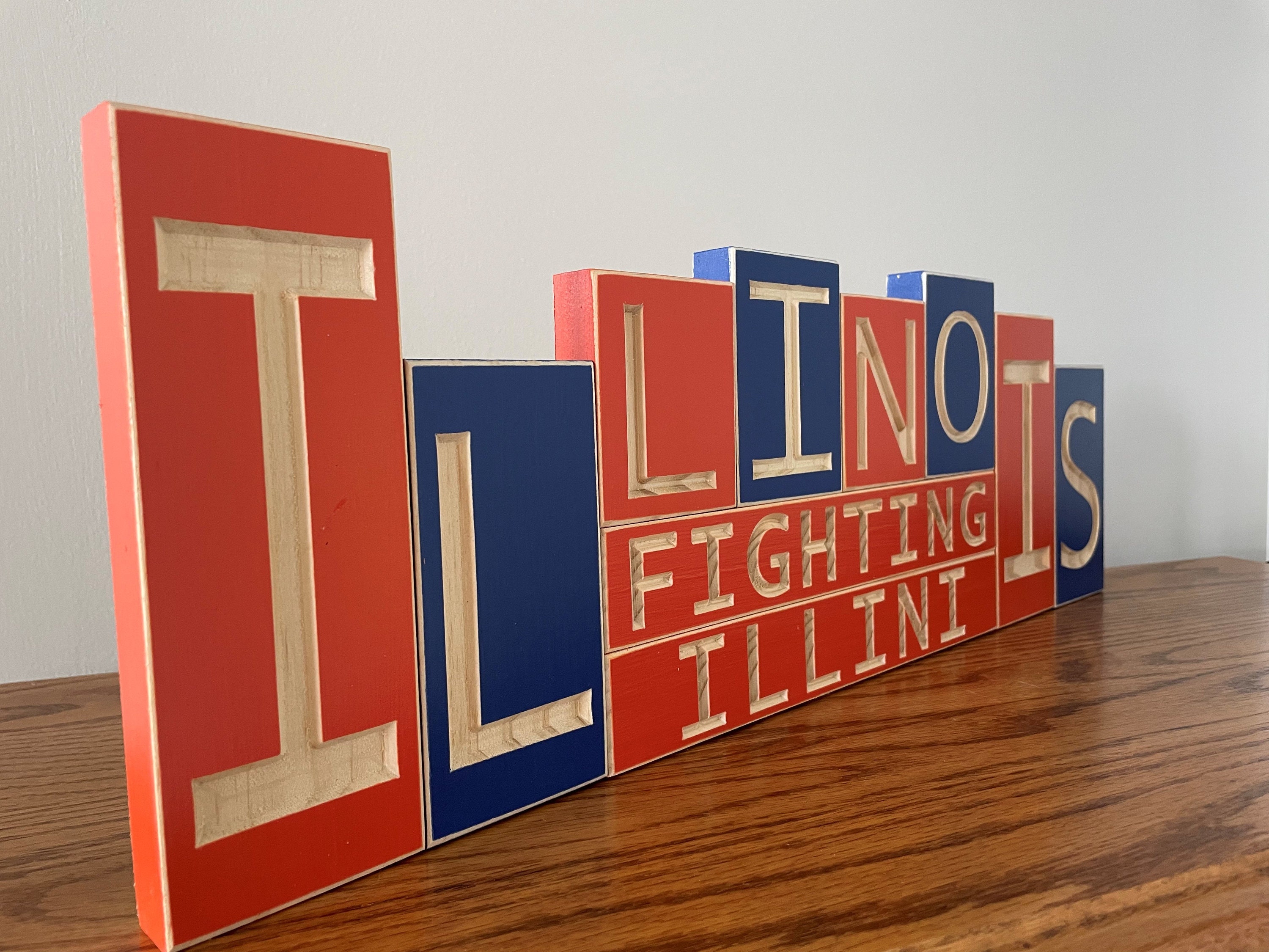 Illinois Fighting Illini Wooden Sign for Wall or Tabletop - Etsy