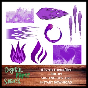 8 Printable Scalable Purple Fire Flames Instant Download Svg Png Pdf ...