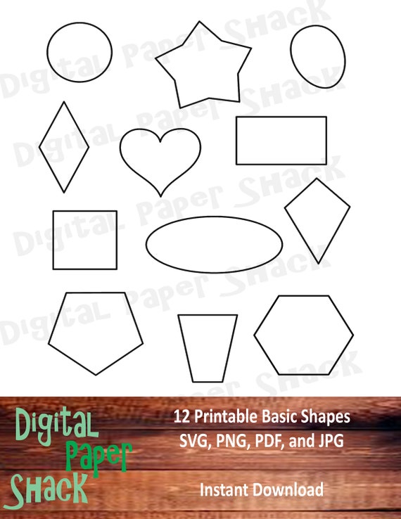 12 Printable Basic Shapes Downloadable Svg Png Pdf Jpg | Etsy