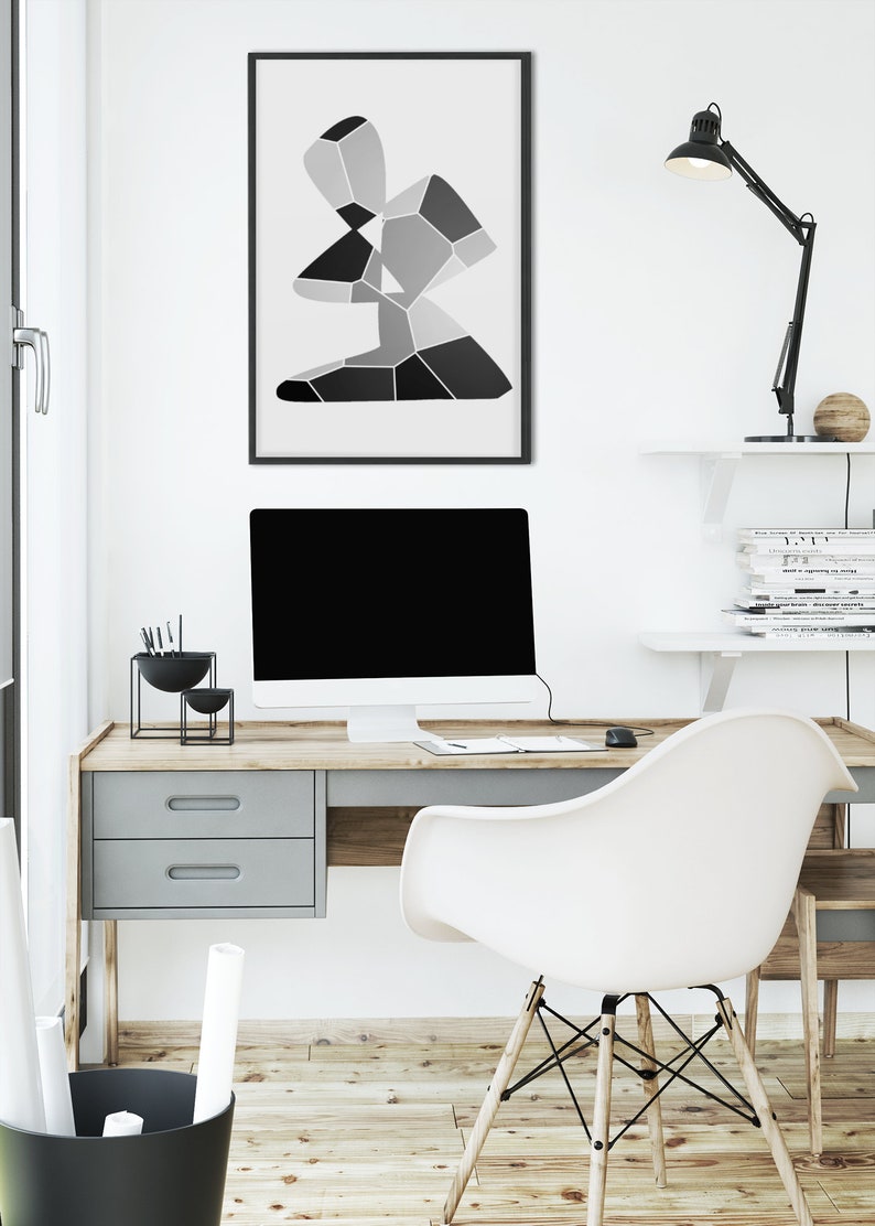 Printable Black and Gray Tones Scalable Abstract Wall Art Poster ...