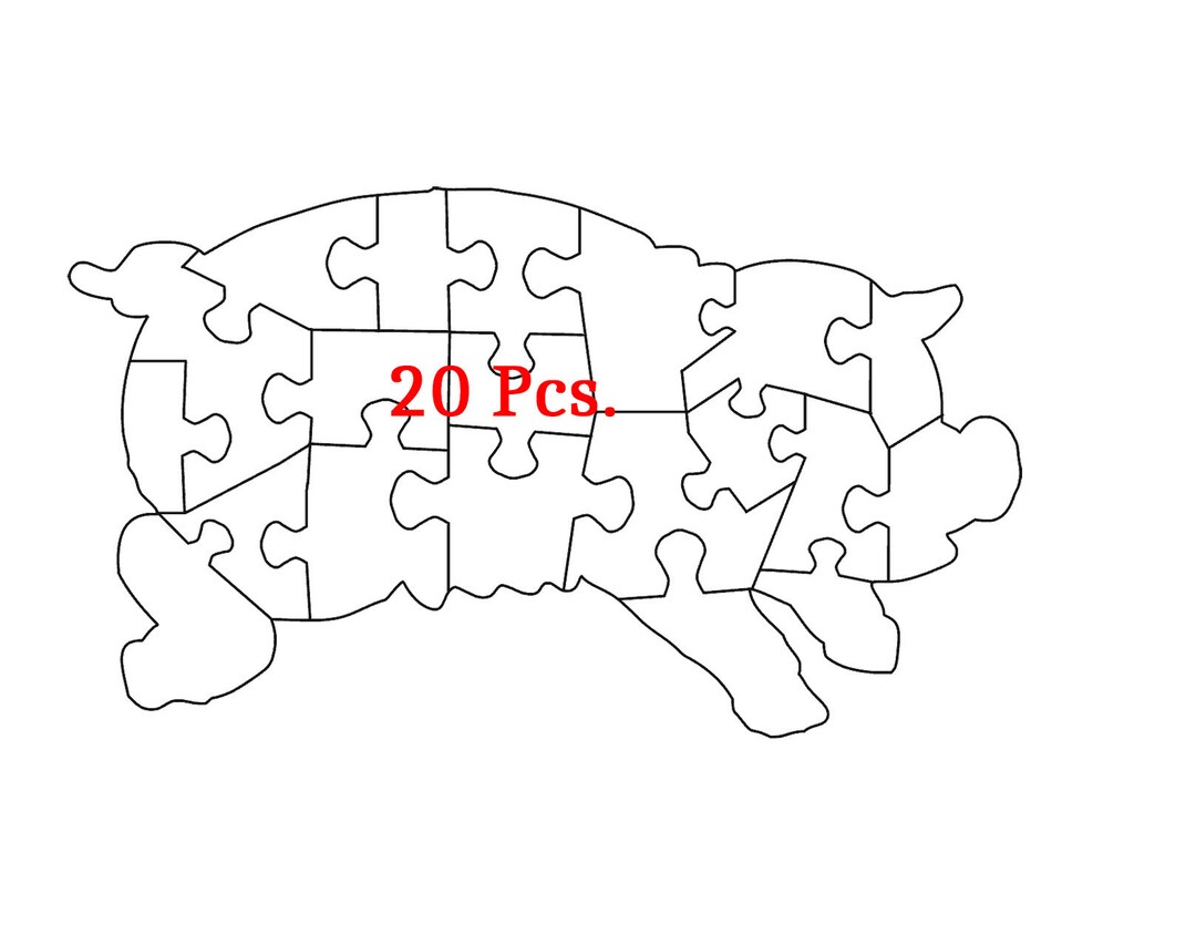 Farm Animal Pig Jigsaw Puzzle Template Svg Png Pdf Jpg Files Puzzle ...