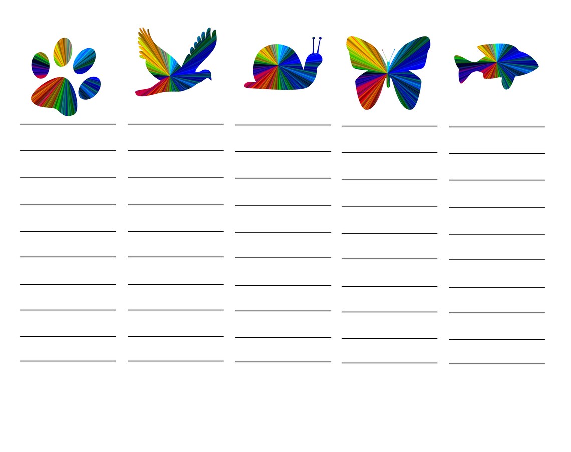 5 Printable Animal Motif Bookmarkers Lined for Note Taking Instant ...