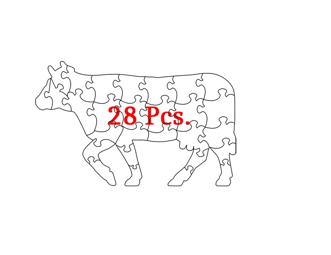 28 Pcs. Farm Animal Cow Puzzle Template Svg Png Pdf Jpg Cow Puzzle ...