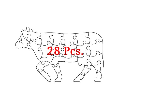 28 Pcs. Farm Animal Cow Puzzle Template Svg Png Pdf Jpg Cow - Etsy