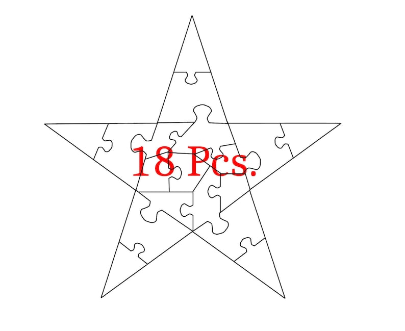 18 Pcs. 5-point Star Puzzle Template Svg Png Pdf Jpg Star Puzzle ...