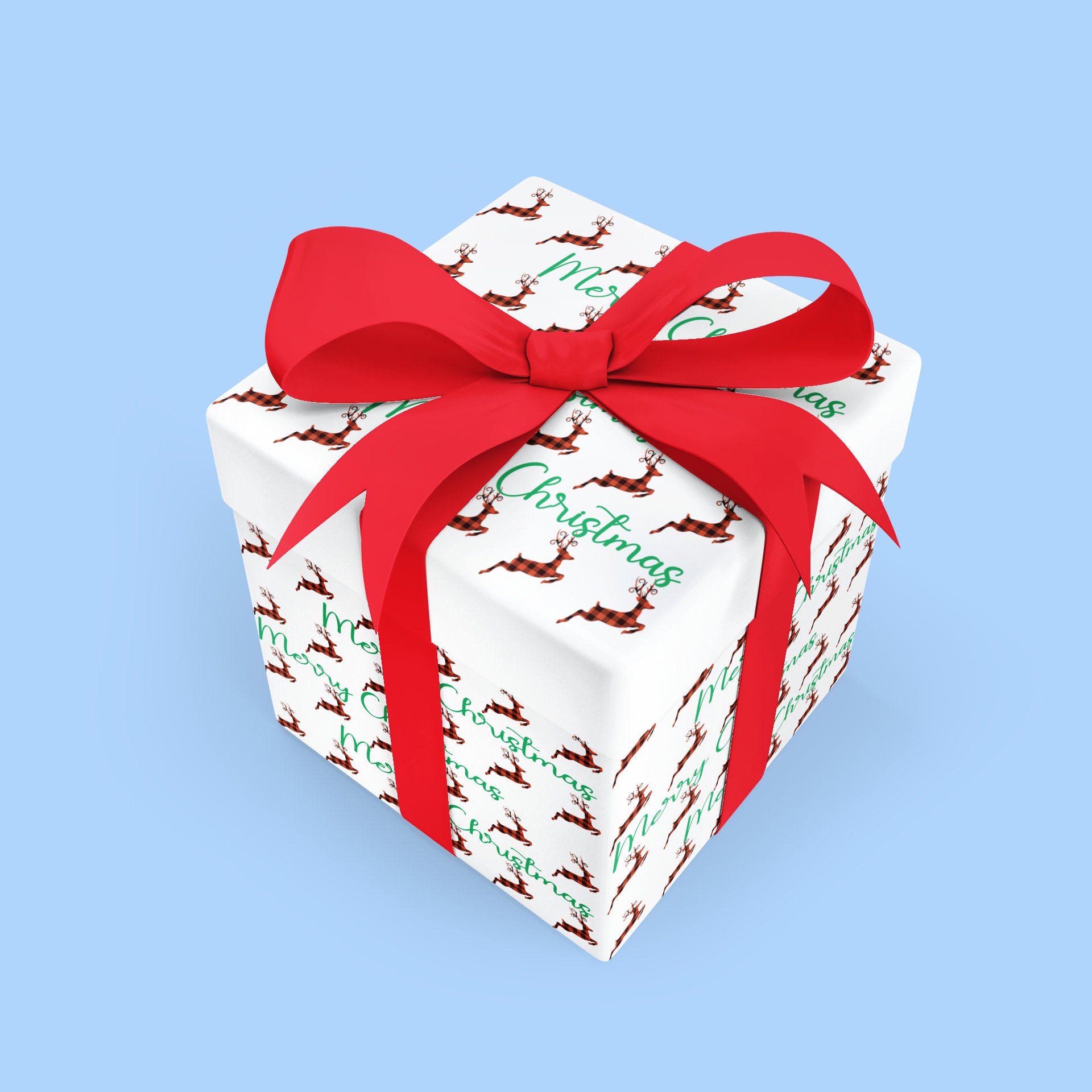 Printable Christmas Theme Buffalo Plaid Reindeer Motif - Etsy