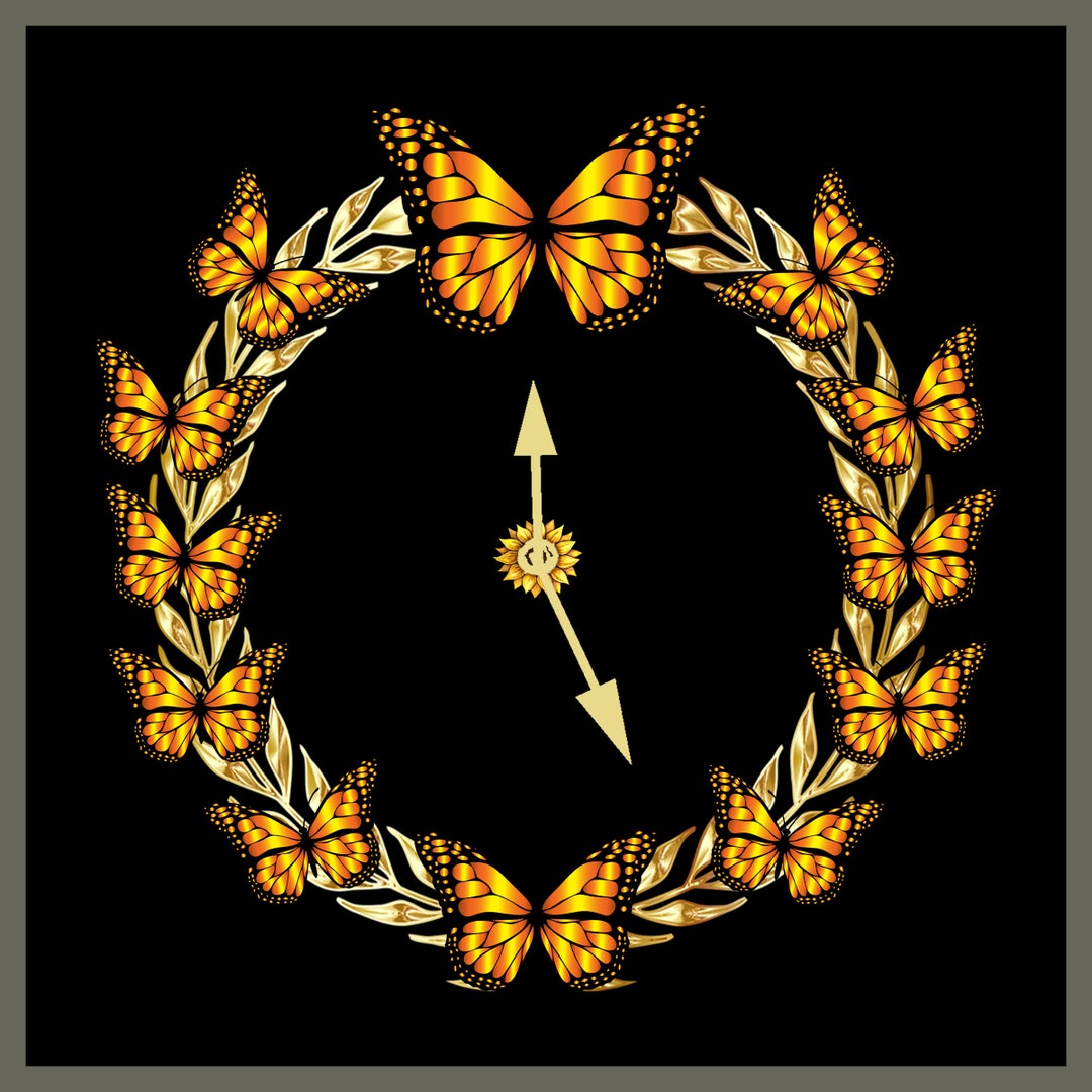 Printable Butterfly Clock Motif Downloadable Scalable Wall Art 300 DPI ...