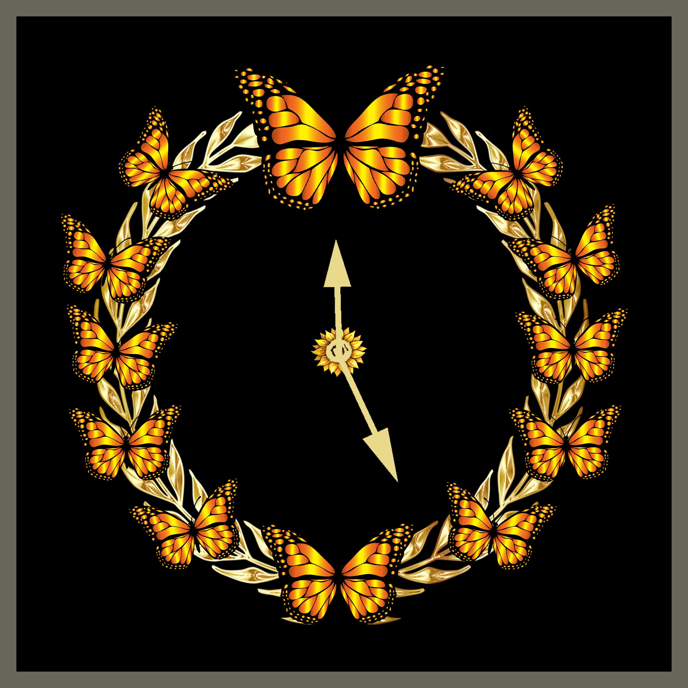 Printable Butterfly Clock Motif Downloadable Scalable Wall Art 300 DPI ...