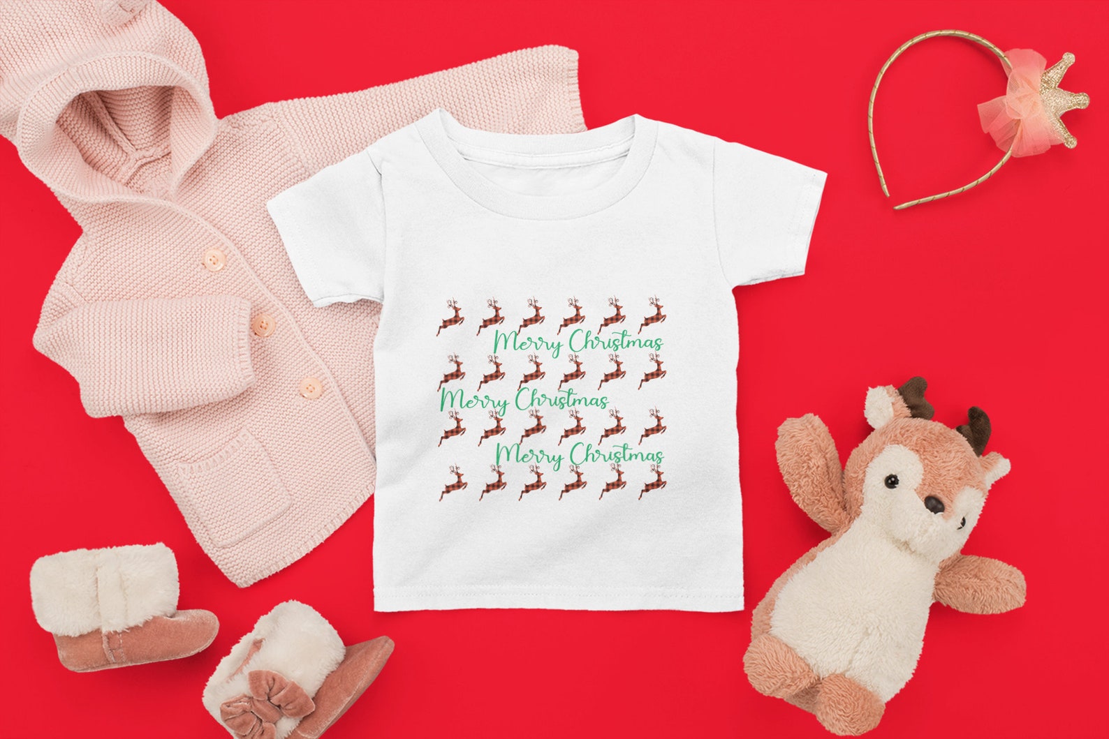 Printable Christmas Theme Buffalo Plaid Reindeer Motif - Etsy