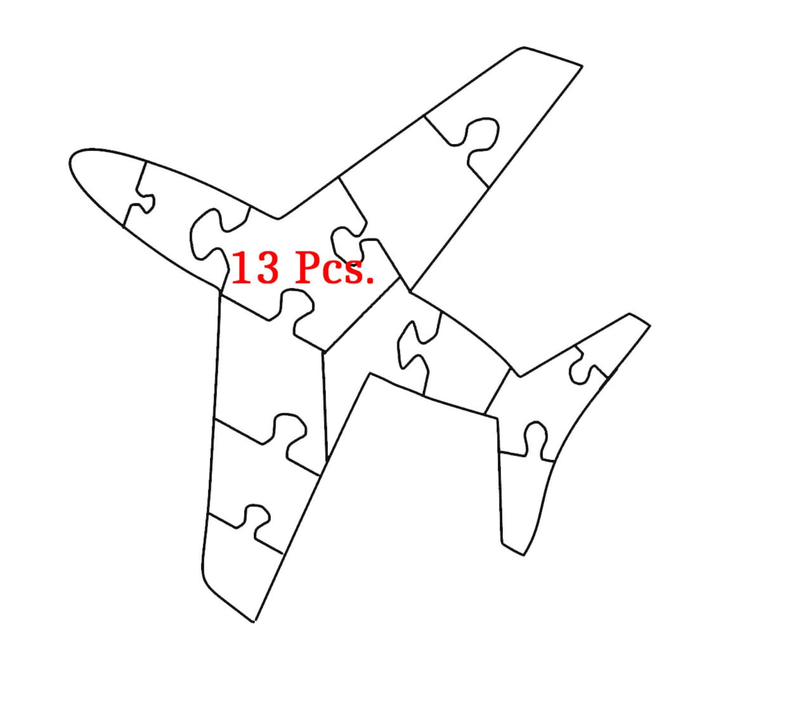 Airplane Jigsaw Puzzle Template Svg, Png, Pdf, Jpg Files, Puzzle Vector ...