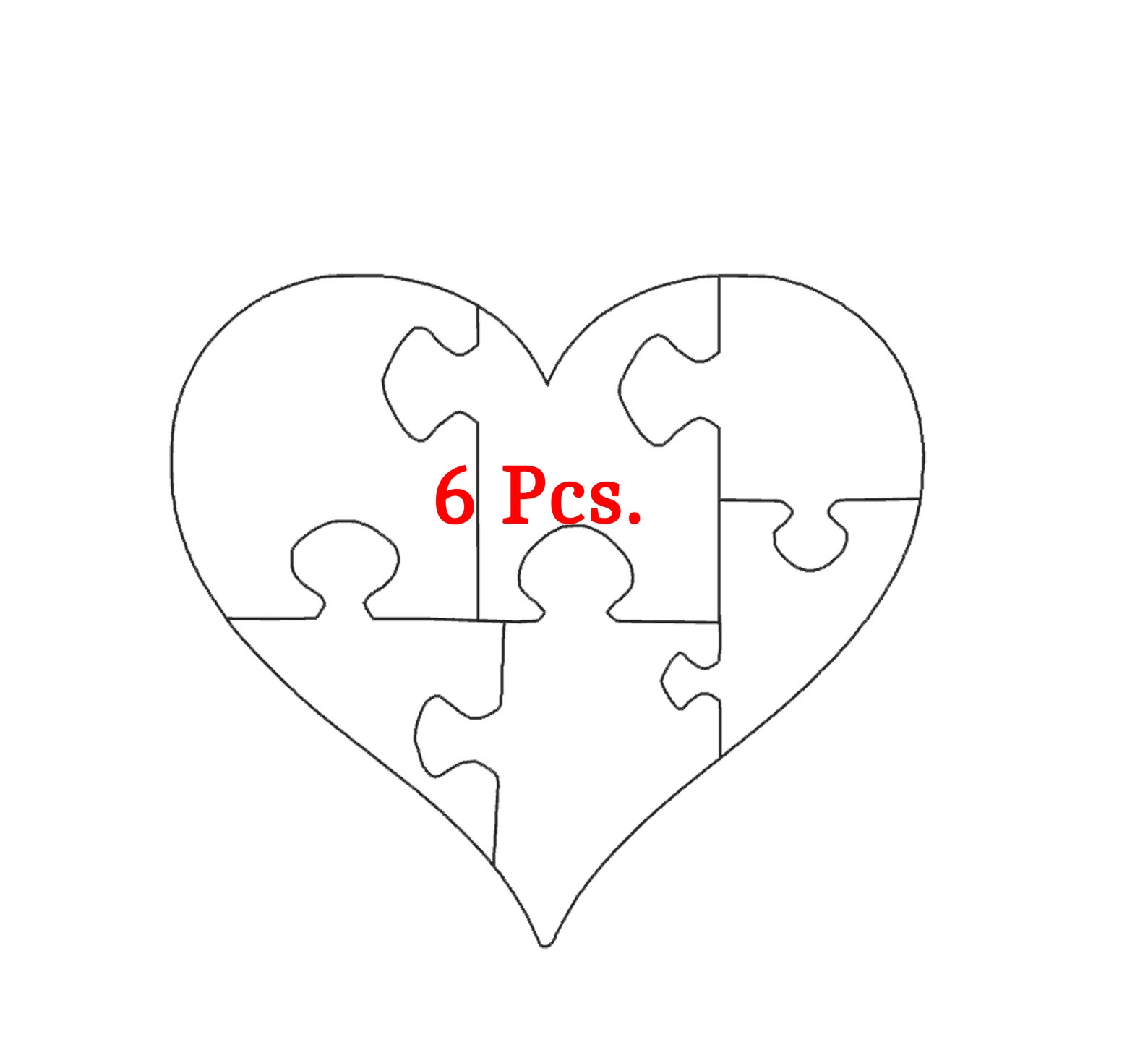 Heart Shape Jigsaw Puzzle Template Svg, Png, Pdf, Jpg Files, Puzzle ...