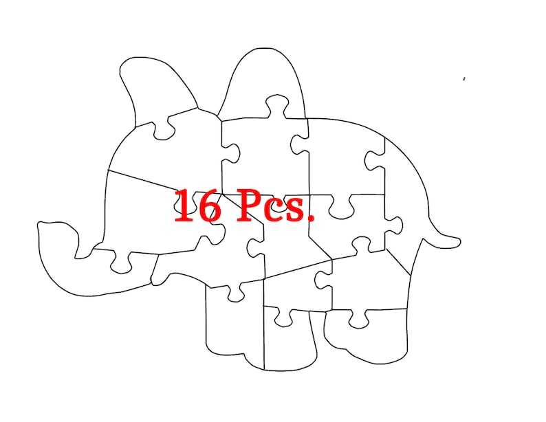 Elephant Jigsaw Puzzle Template Svg, Png, Pdf, Jpg Files, Puzzle Vector ...