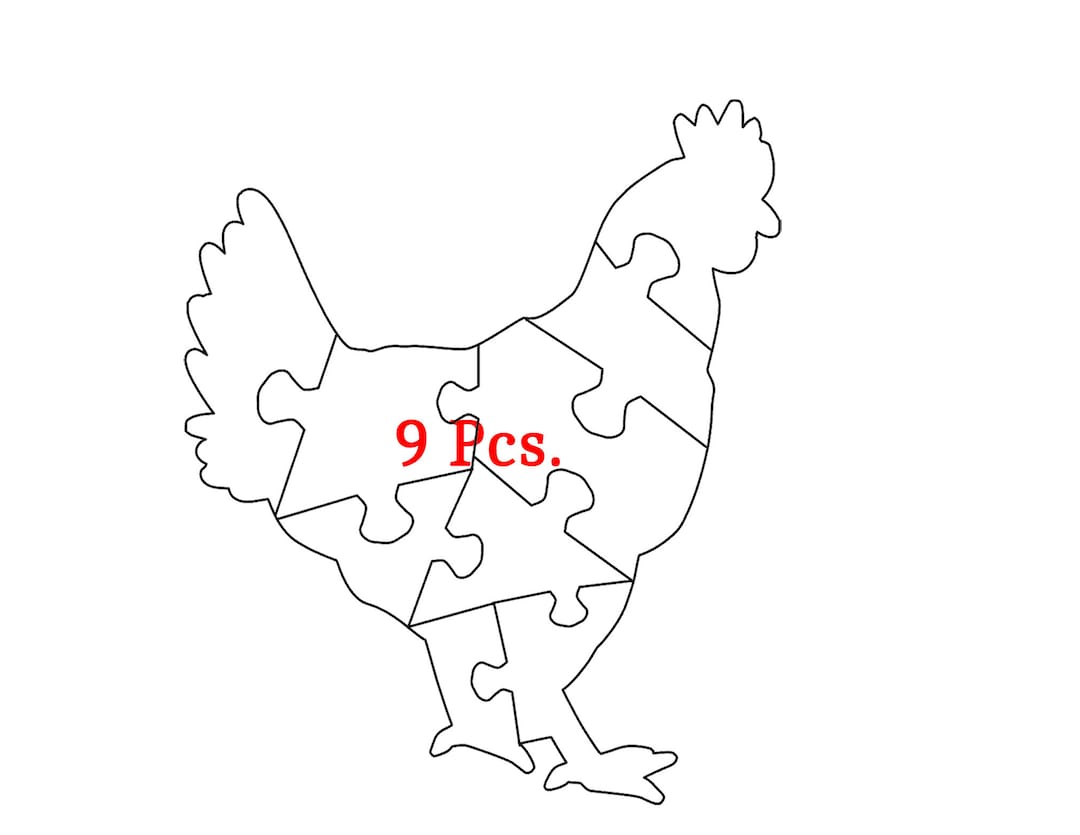 9 Pcs. Farm Animal Chicken Puzzle Template Svg Png Pdf Jpg Hen Puzzle ...