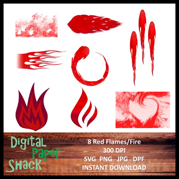 8 Printable Scalable Red Fire Flames Instant Download Svg Png - Etsy
