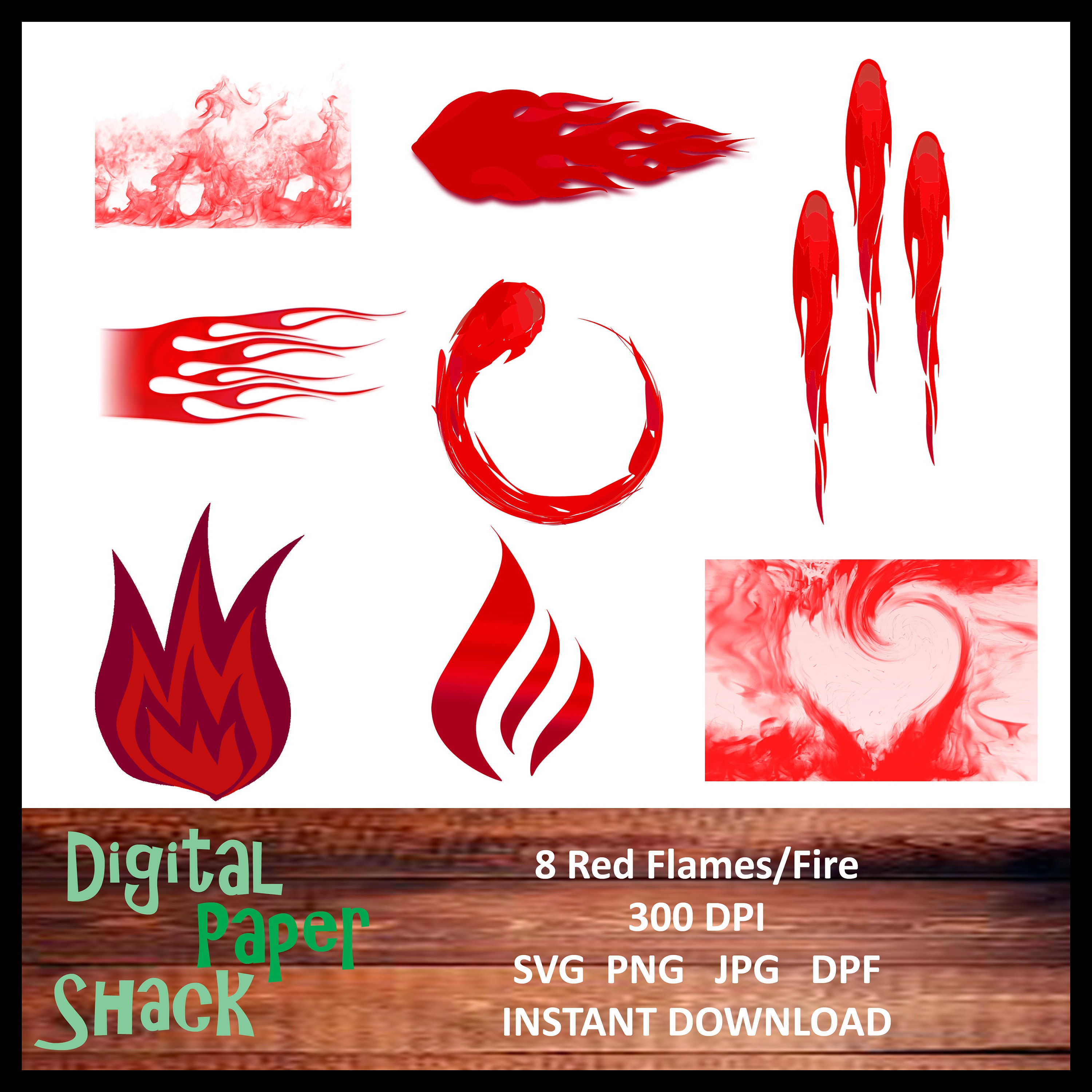 8 Printable Scalable Red Fire Flames Instant Download Svg Png Pdf Jpg ...