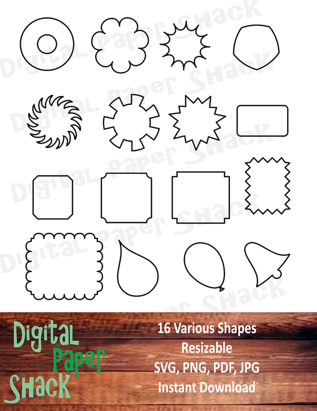 16 Printable Various Shapes Downloadable Svg, Png, Pdf, Jpg ...