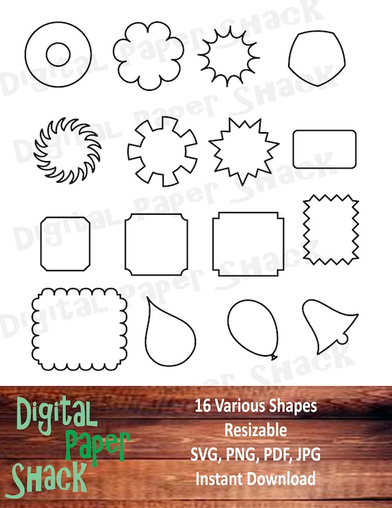 16 Printable Various Shapes Downloadable Svg Png Pdf Jpg | Etsy