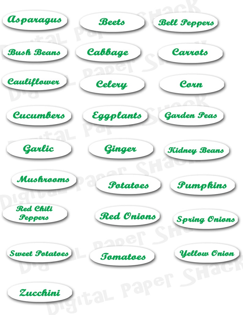 25 Printable Vegetable Stickers and Labels Veggie Stickers Planner ...