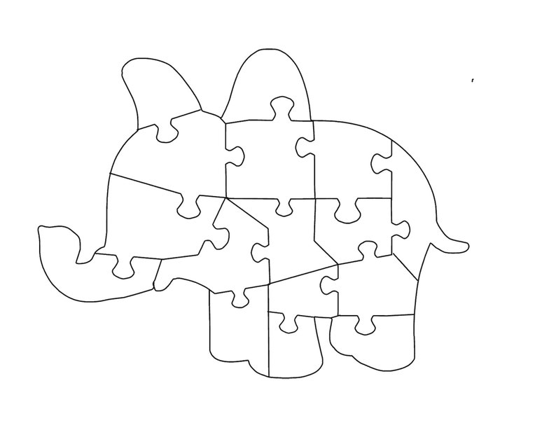 Elephant Jigsaw Puzzle Template Svg, Png, Pdf, Jpg Files, Puzzle Vector ...
