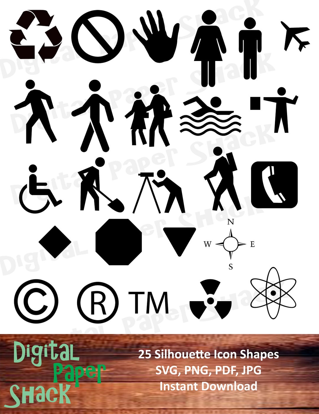 25 Icon Silhouettes Downloadable Symbols Svg, Png, Pdf, Jpg, 300 Dpi ...