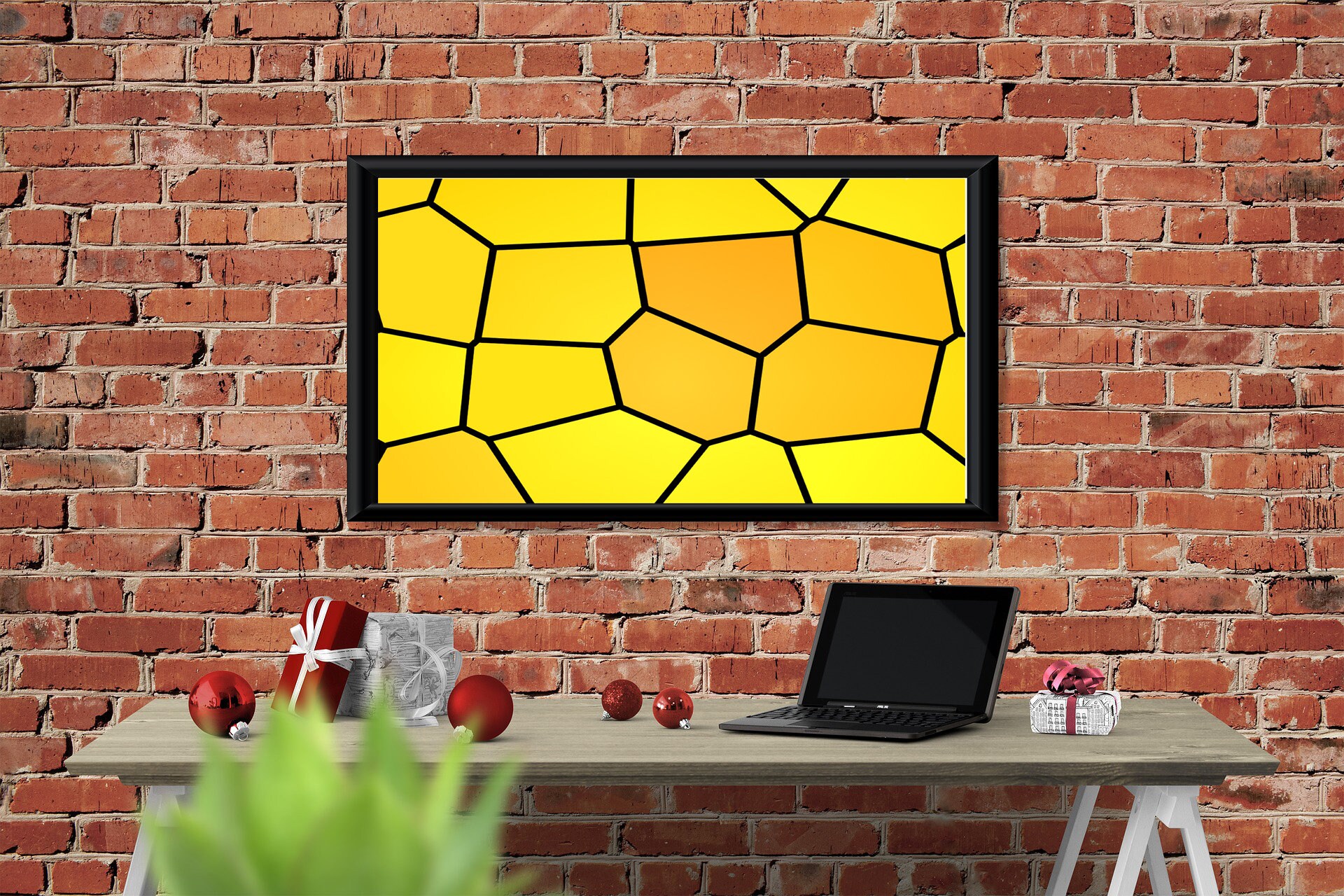 Stained Glass Digital Paper Yellow Mosaic Design Printable Resizable ...