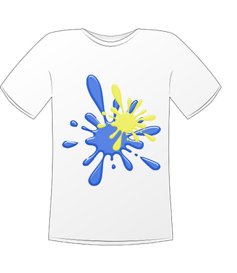 Blue and Yellow Splash Paint Splatter Print Wall Art Set Room Decor ...