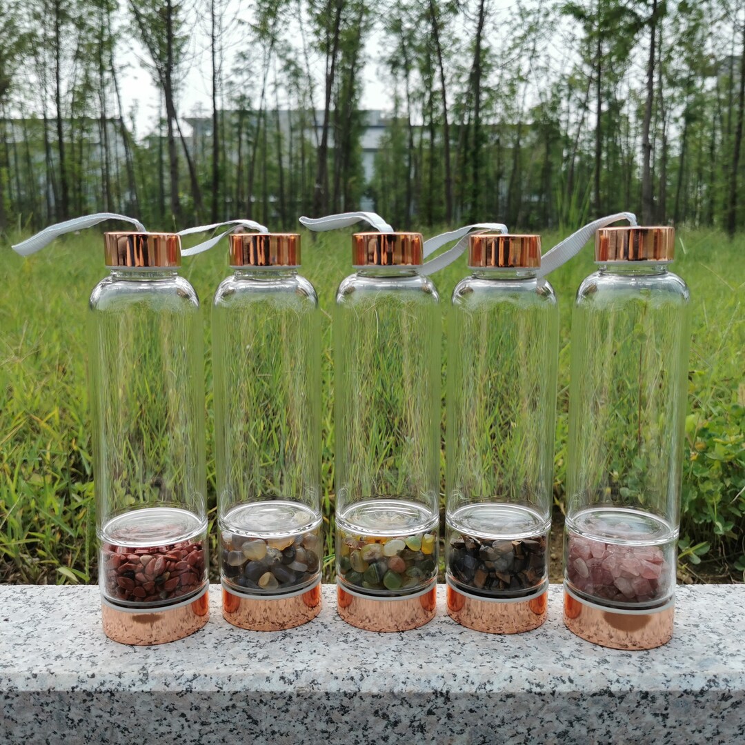 Natural Quartz Crystal Gravel Bottle,crystal Chips Elixir Water Bottle ...