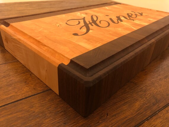 Walnut Inlay Maple Personalized Chopping Block Culinary Last Name End ...
