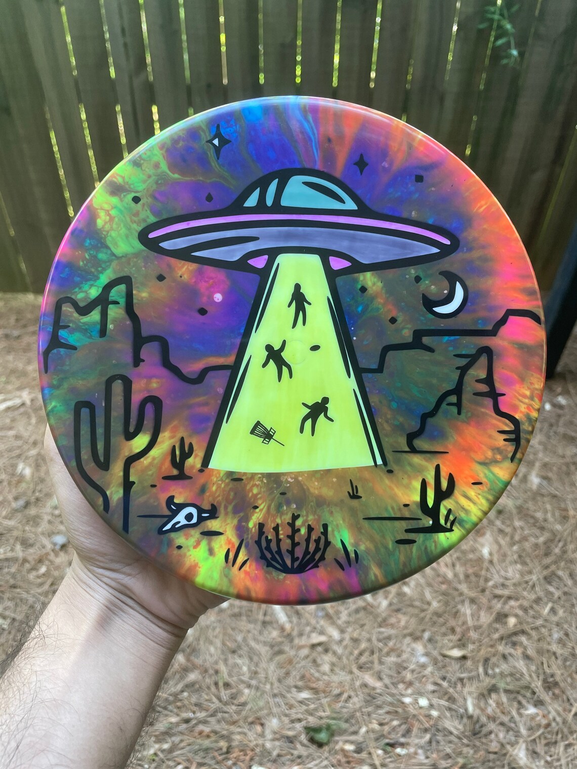 UFO Disc Golf Disc Dye Abstract Art Acrylic Pour Style | Etsy
