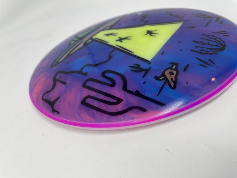 UFO Disc Golf Disc Dye Abstract Art Acrylic Pour Style | Etsy