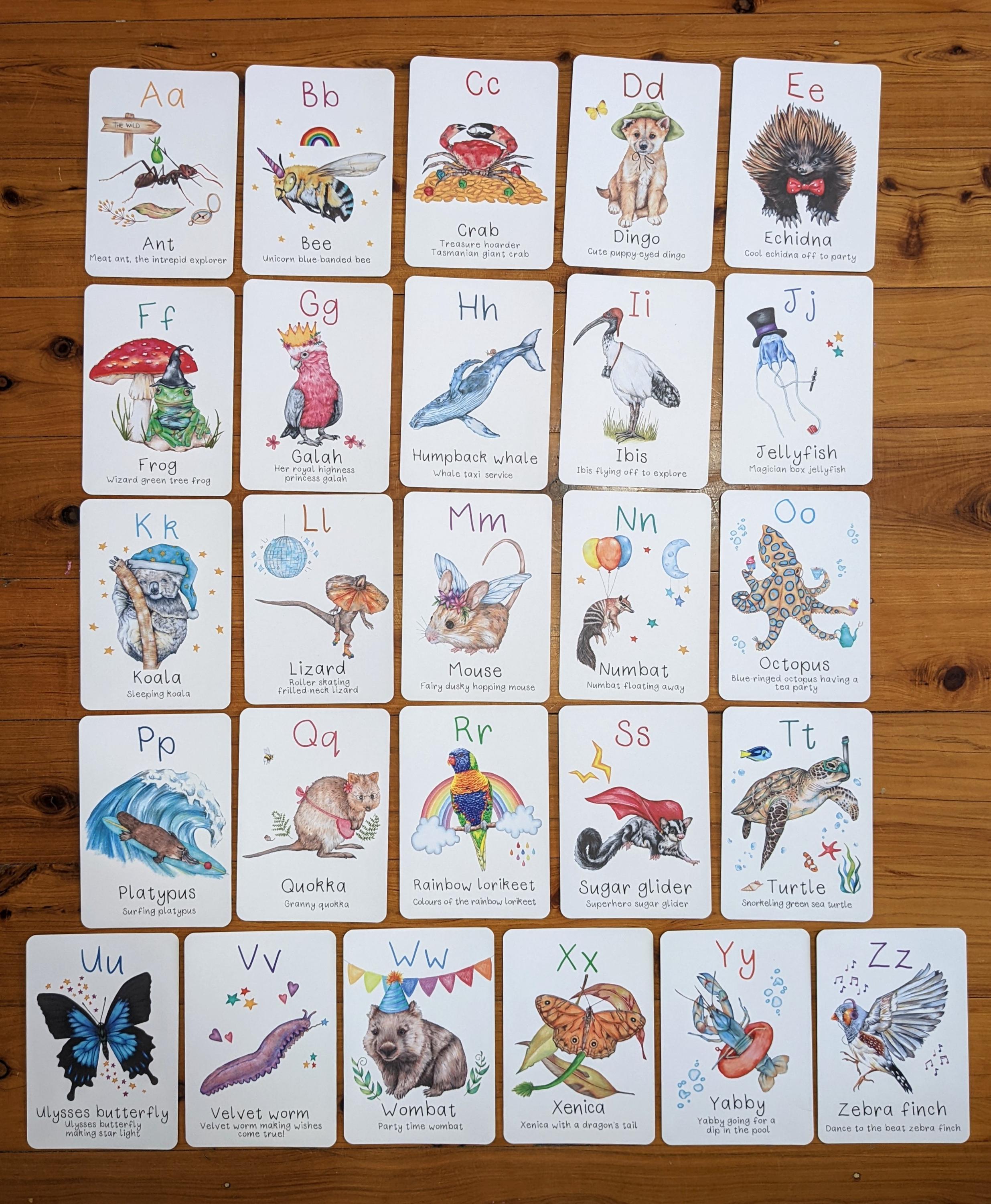 Australian Animal Alphabet Flash Cards DIGITAL DOWNLOAD - Etsy