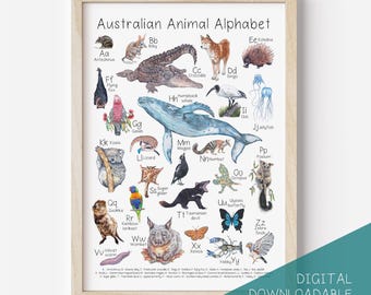 Australian Animal Alphabet - Etsy Australia