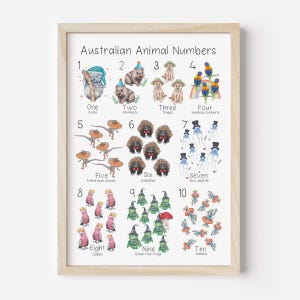 Australian Animal Numbers 1 to 10 Poster - A3 Size - Hand Drawn ...
