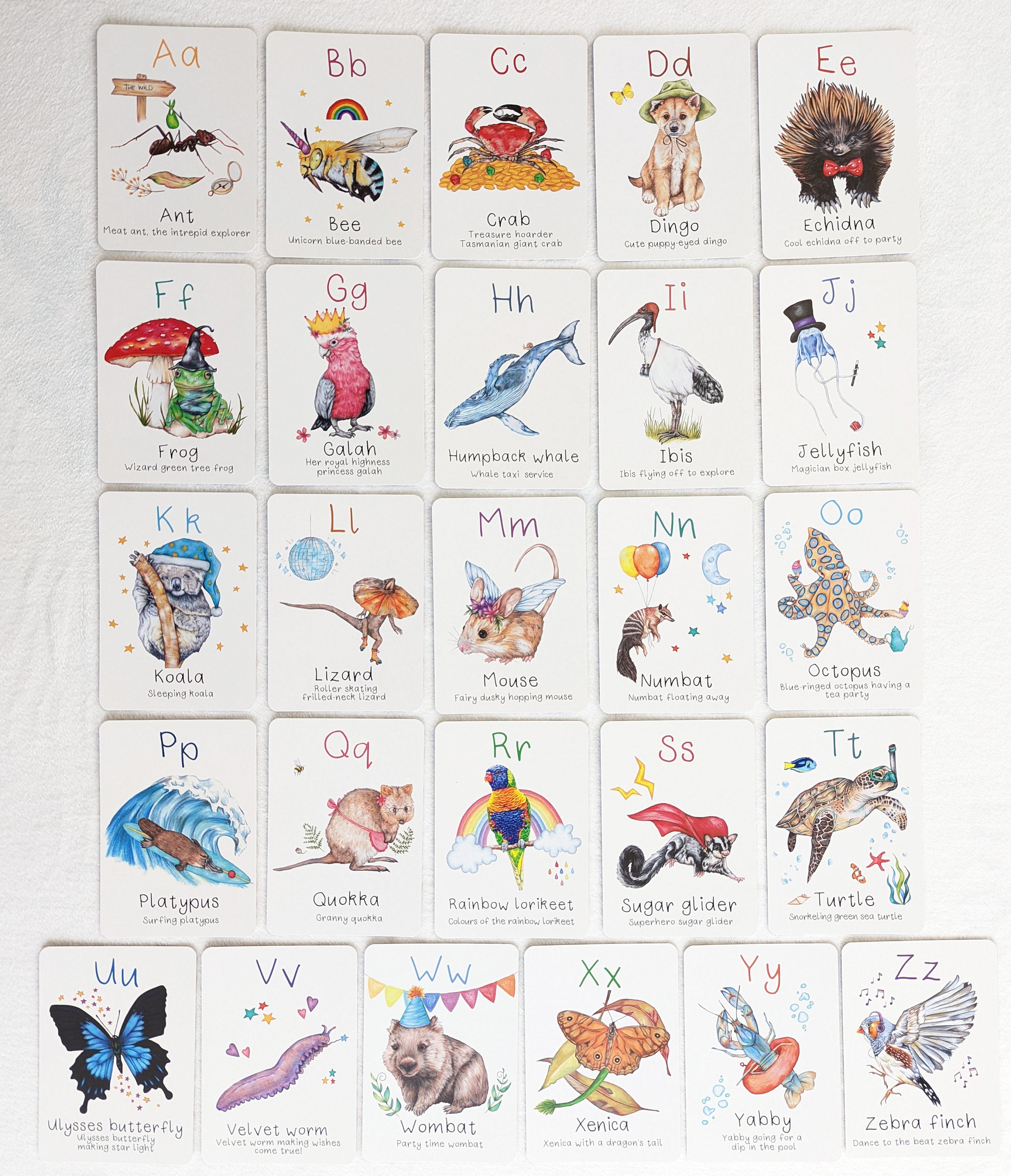 Australian Animal Alphabet Flash Cards: Hand-drawn Aussie Abcs - Etsy ...
