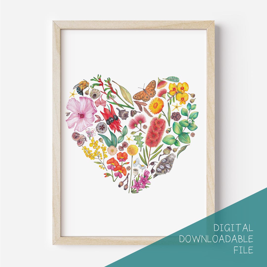 Australian Wildflower Heart DIGITAL DOWNLOAD - Etsy