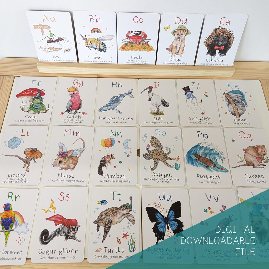 Australian Animal Alphabet Flash Cards DIGITAL DOWNLOAD - Etsy