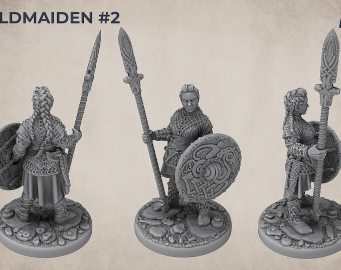 Viking/nordic Shield Maiden With Spears/lances Miniature Perfect for D ...