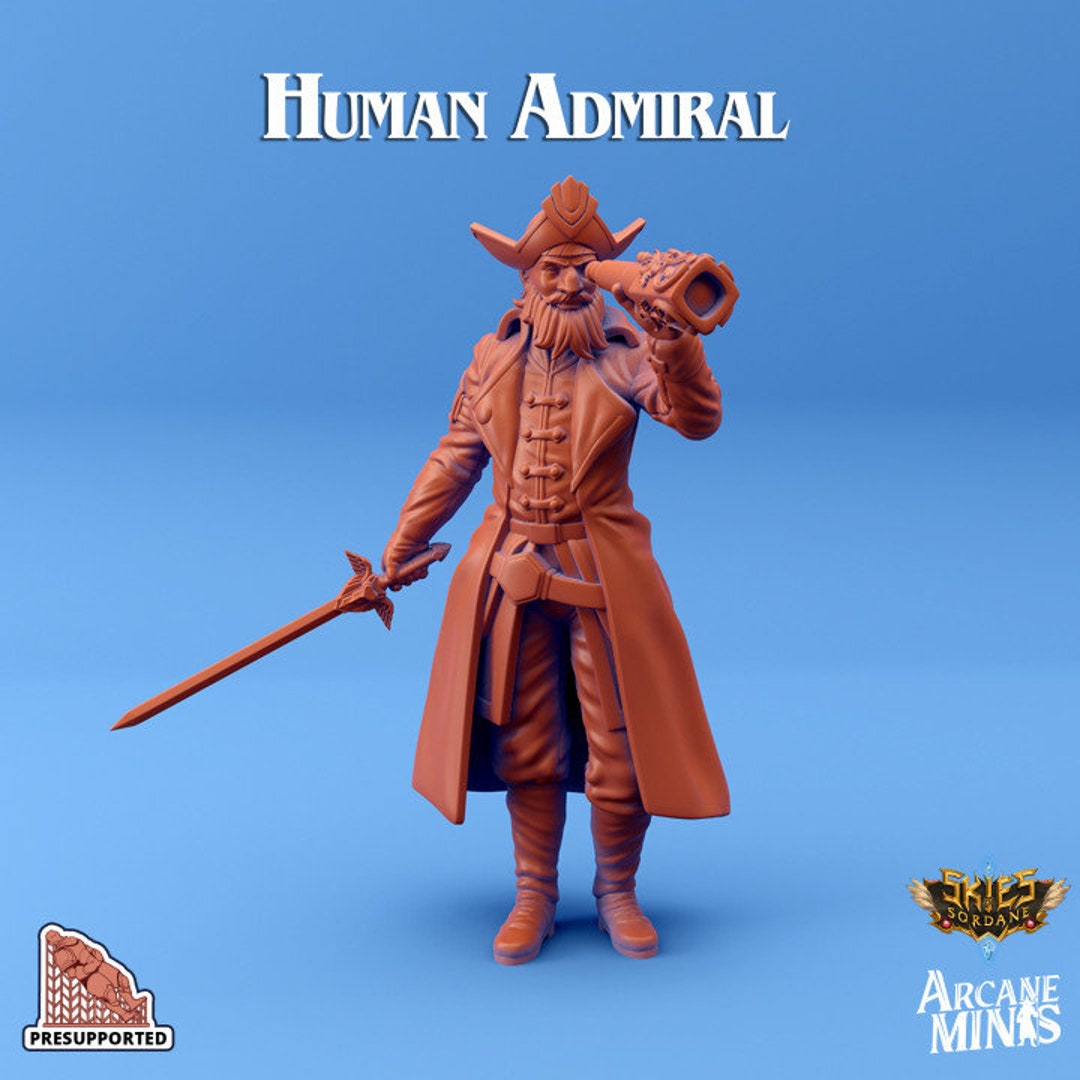 FAST SHIPPING | Human Male Pirate Admiral | 32mm Scale Miniature ...