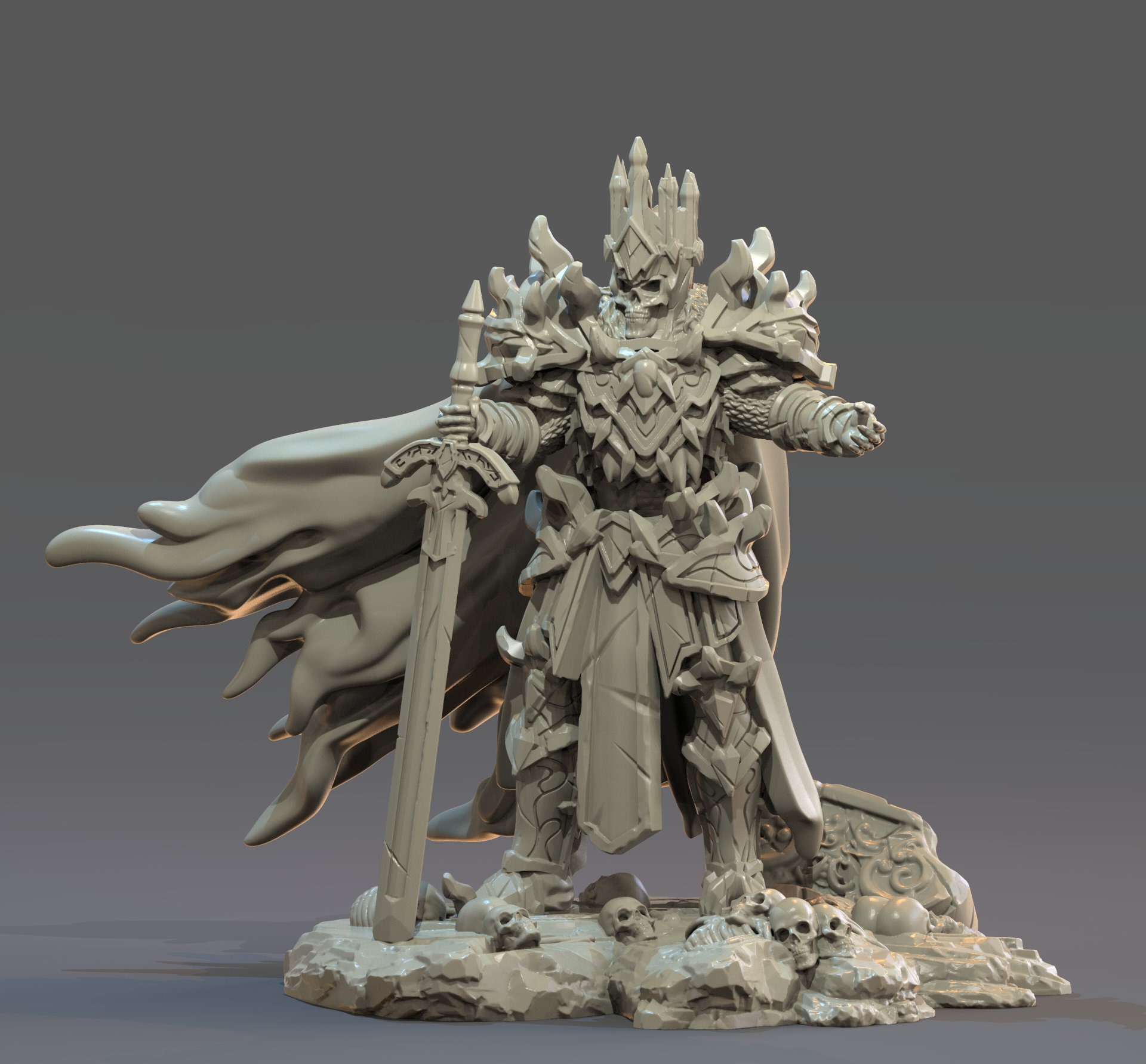Lich Skeleton King Miniature for Dnd Pathfinder 9th Age Sigmar Fantasy ...