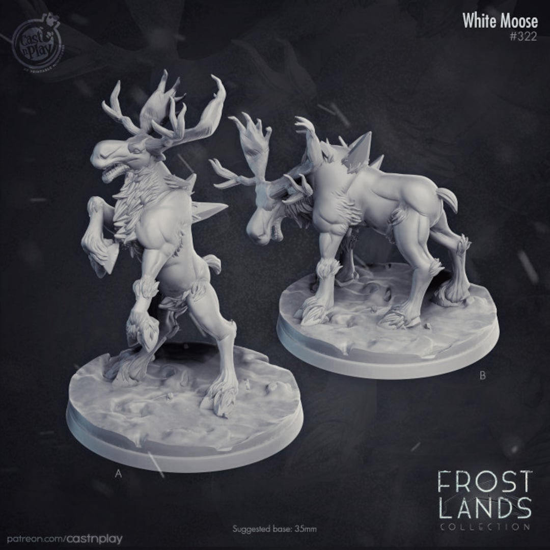 White Moose Miniature | Dnd | Pathfinder | Frostlands | Castnplay ...